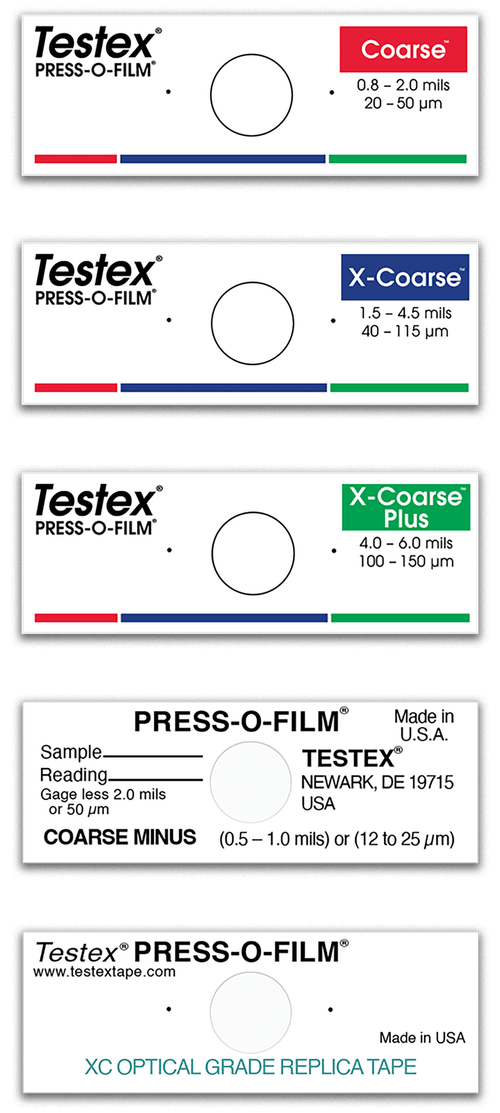 Testex Replica Tape for Measuring Surface Profile