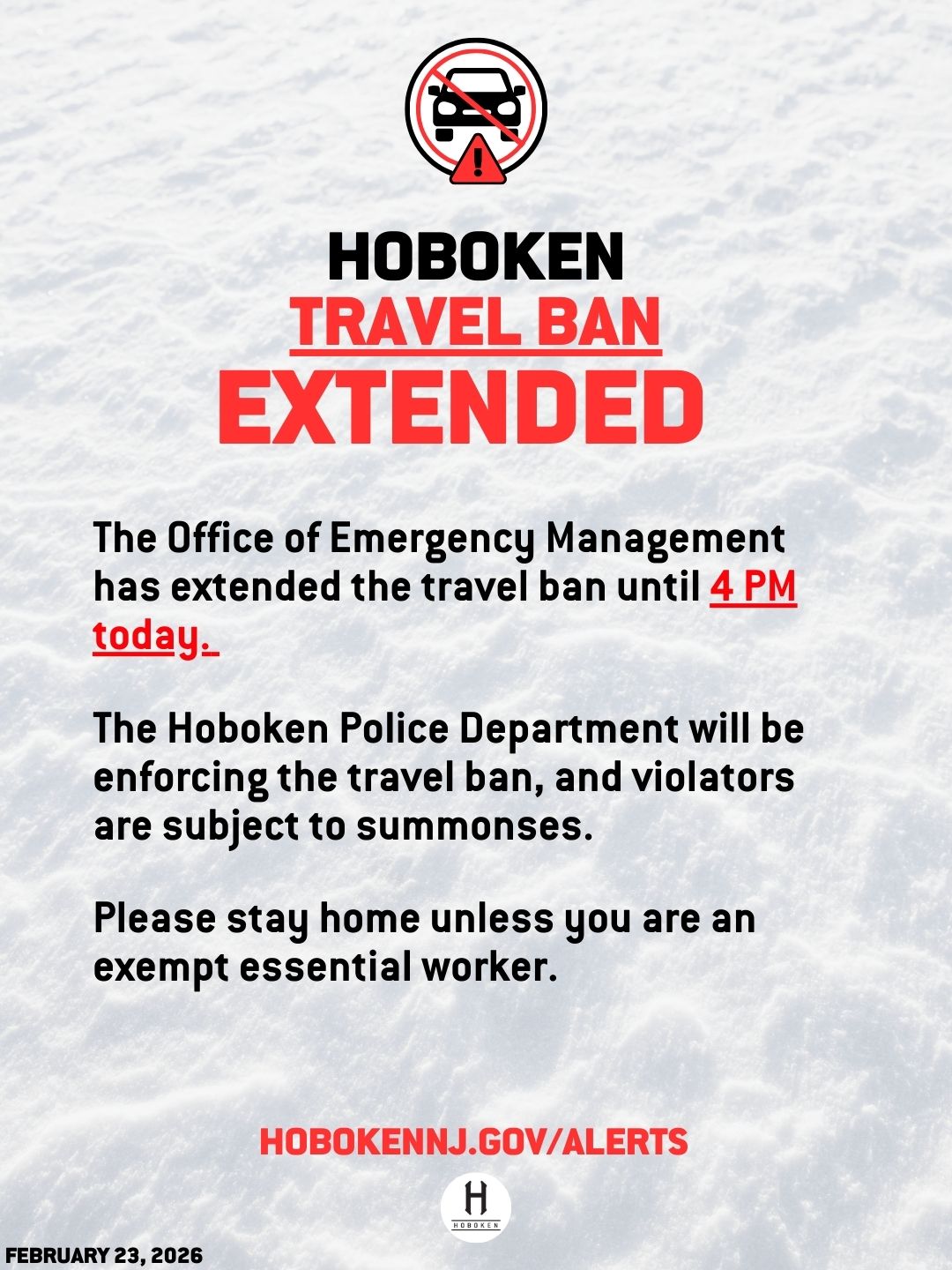Local travel ban until 4 p.m.; Beware of downed tree branches