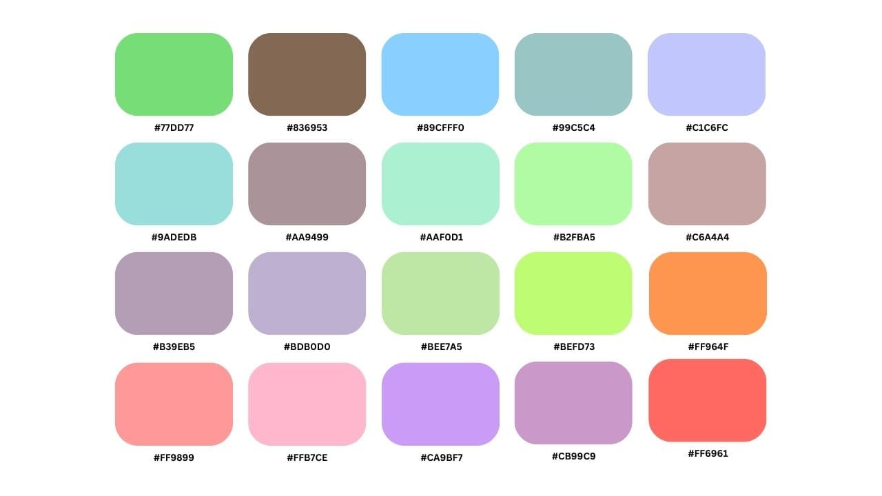 Pastel Colors: Names & Palettes - Eggradients.com