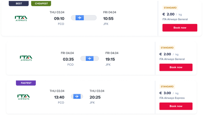 ITA Airways Cargo Schedules, Rates, Booking & Tracking