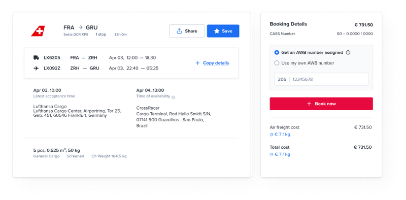 Swiss WorldCargo Schedules, Rates, Booking & Tracking
