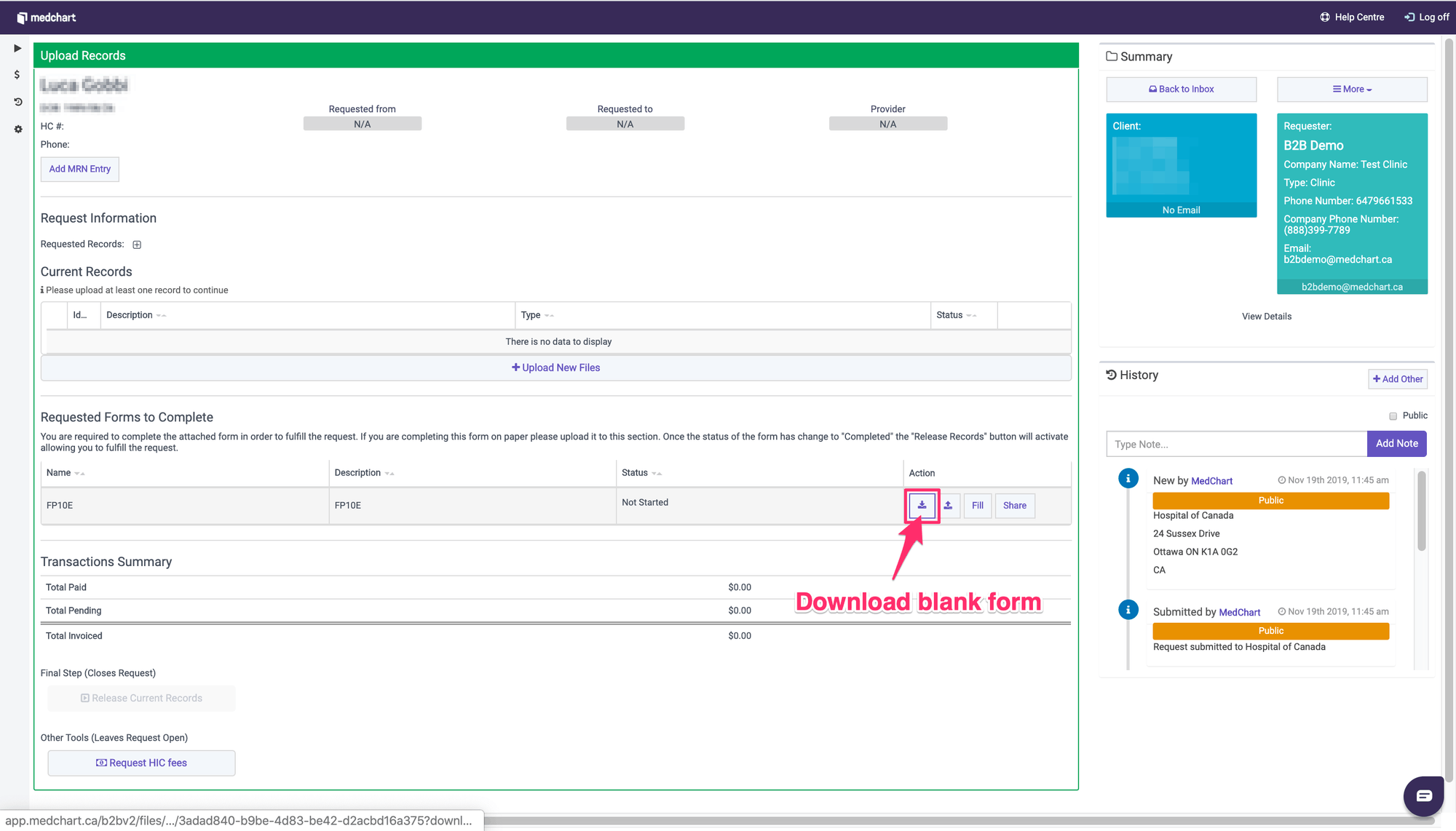 Dynacare APS Requests