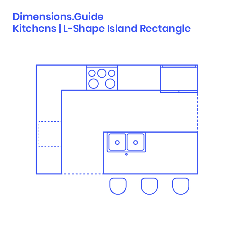 L-Shape Island Rectangle Kitchens Dimensions & Drawings | Dimensions.com