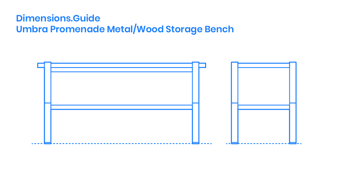Umbra Promenade Metal/Wood Storage Bench Dimensions & Drawings ...