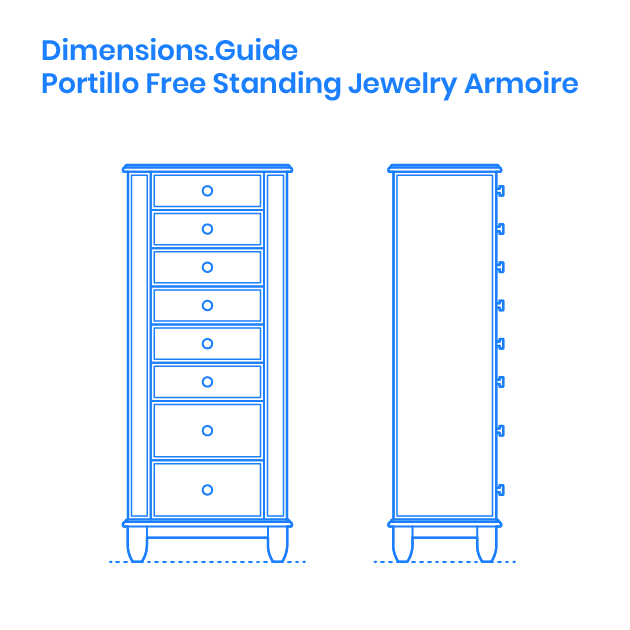 Portillo Free Standing Jewelry Armoire Dimensions & Drawings ...