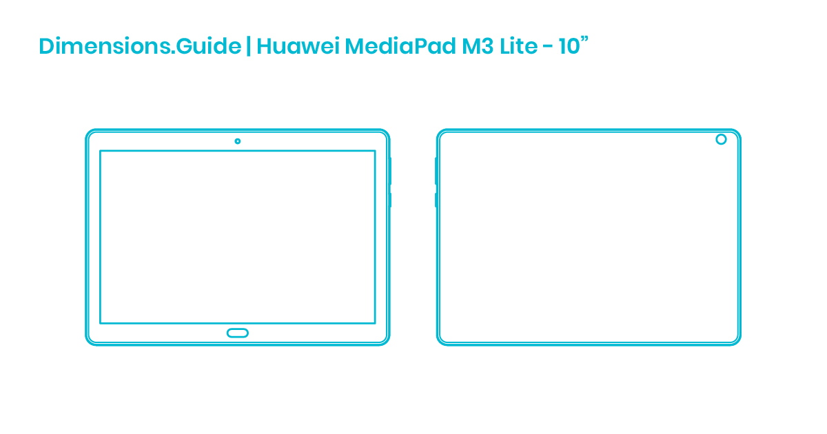 Huawei MediaPad M3 Lite - 10” (2017) Dimensions & Drawings | Dimensions.com