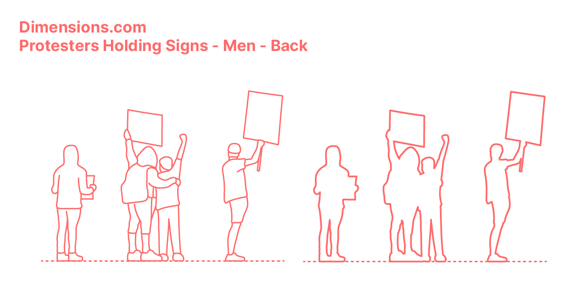 Protesters Holding Signs - Men - Back Dimensions & Drawings ...