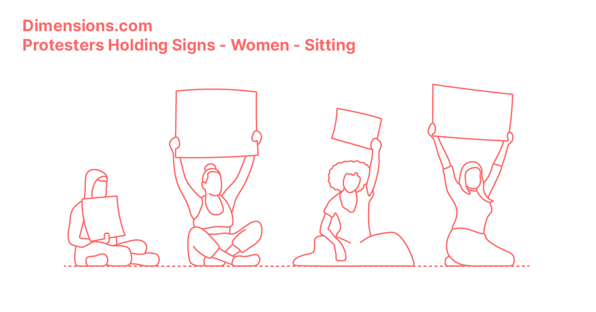 Protesters Holding Signs - Women - Sitting Dimensions & Drawings ...