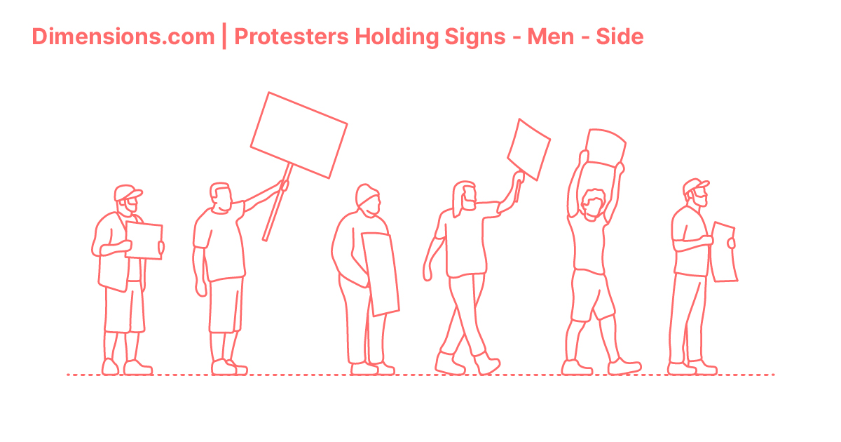 Protesters Holding Signs - Men - Side Dimensions & Drawings ...