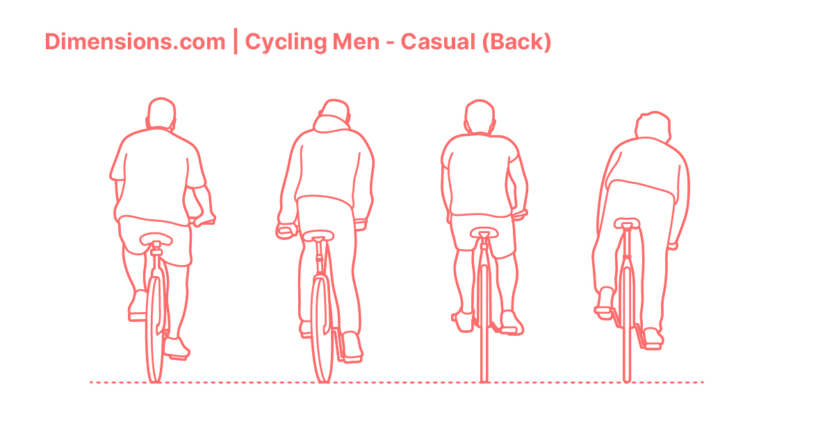 Cycling Men - Casual (Back) Dimensions & Drawings | Dimensions.com