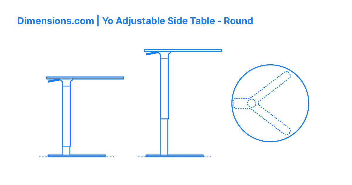 Yo Adjustable Side Table - Round Dimensions & Drawings | Dimensions.com