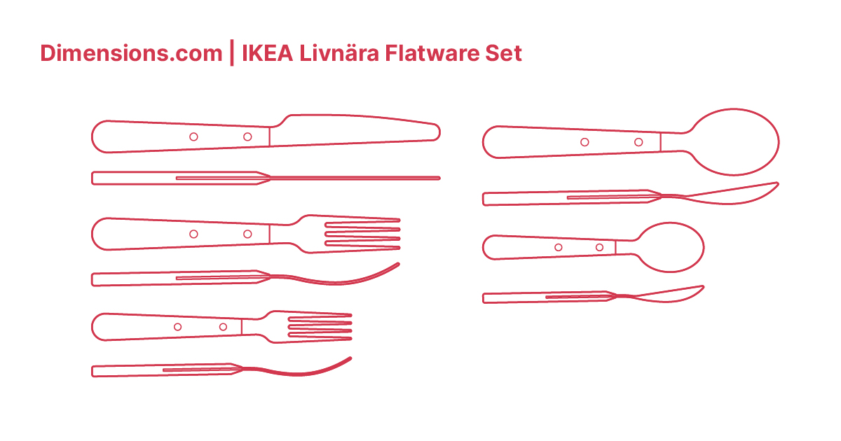IKEA Livnära Flatware Set Dimensions & Drawings | Dimensions.com