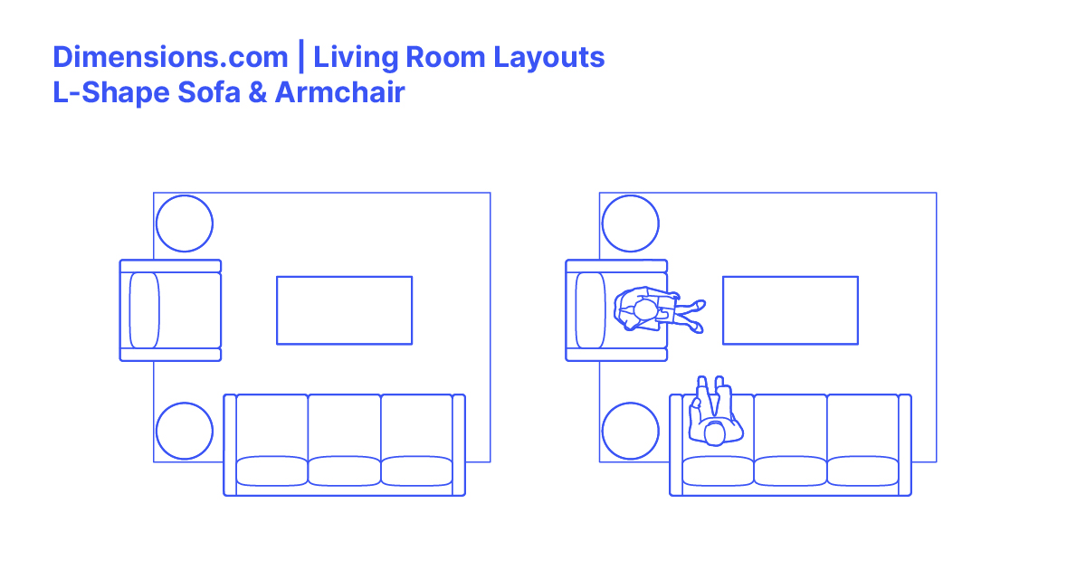 Living Room - L-Shape, Sofa & Armchair Dimensions & Drawings ...