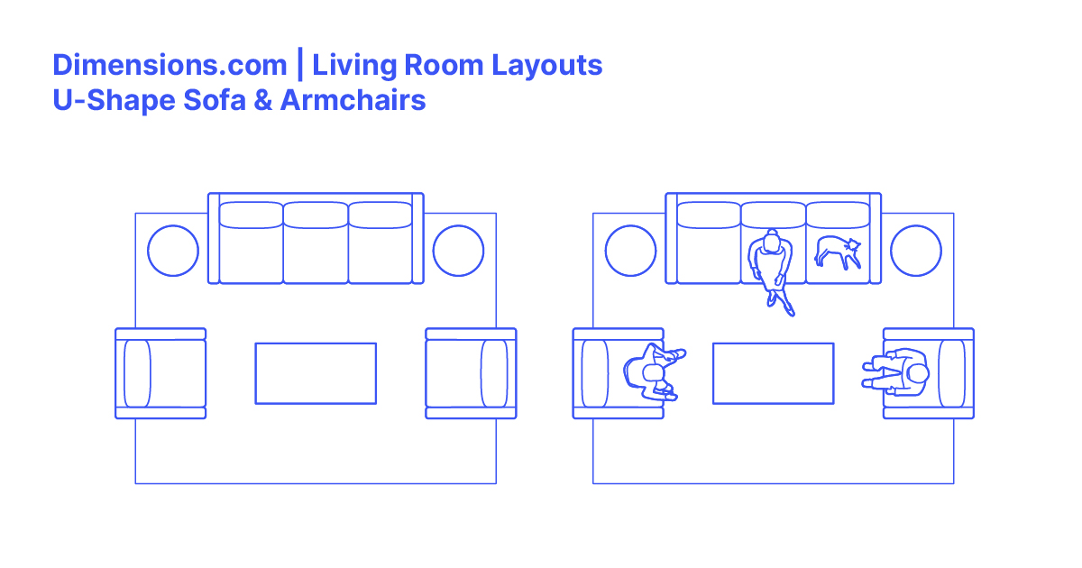 Living Room - U-Shape, Sofa & Armchairs Dimensions & Drawings ...