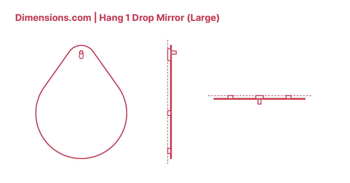 Hang 1 Drop Mirror (Large) Dimensions & Drawings | Dimensions.com
