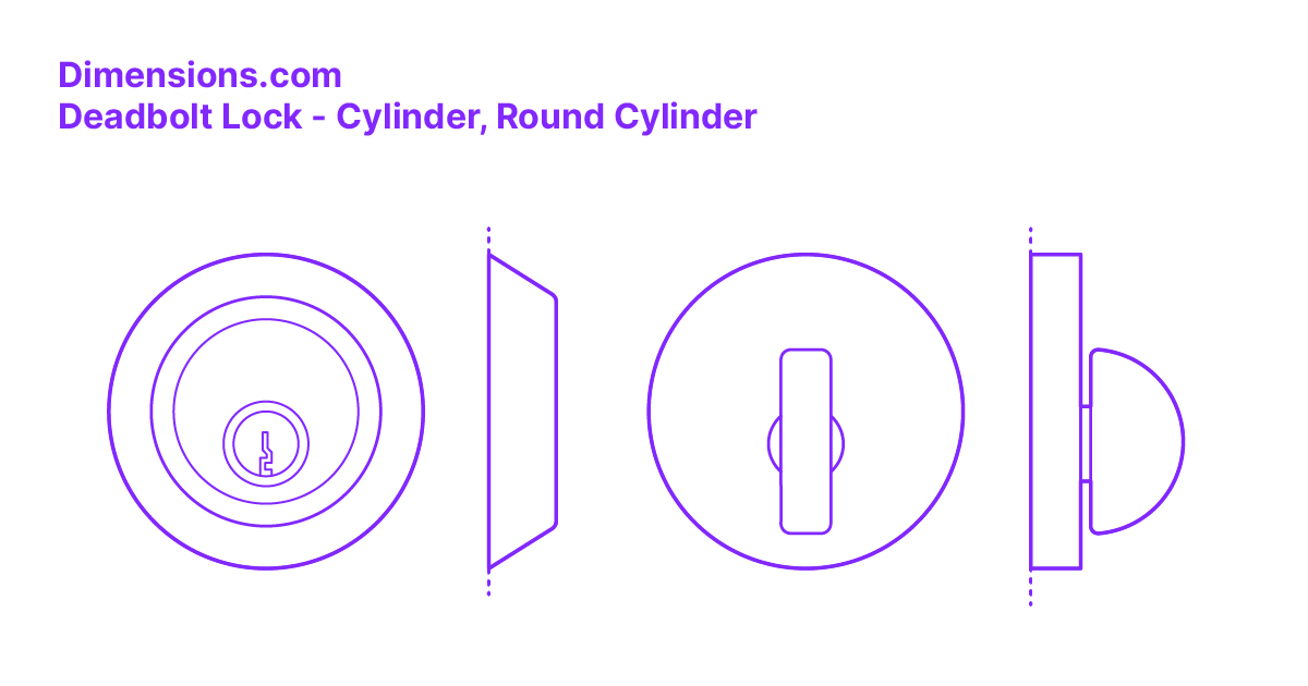 Deadbolt Lock - Cylinder, Round Cylinder Dimensions & Drawings ...