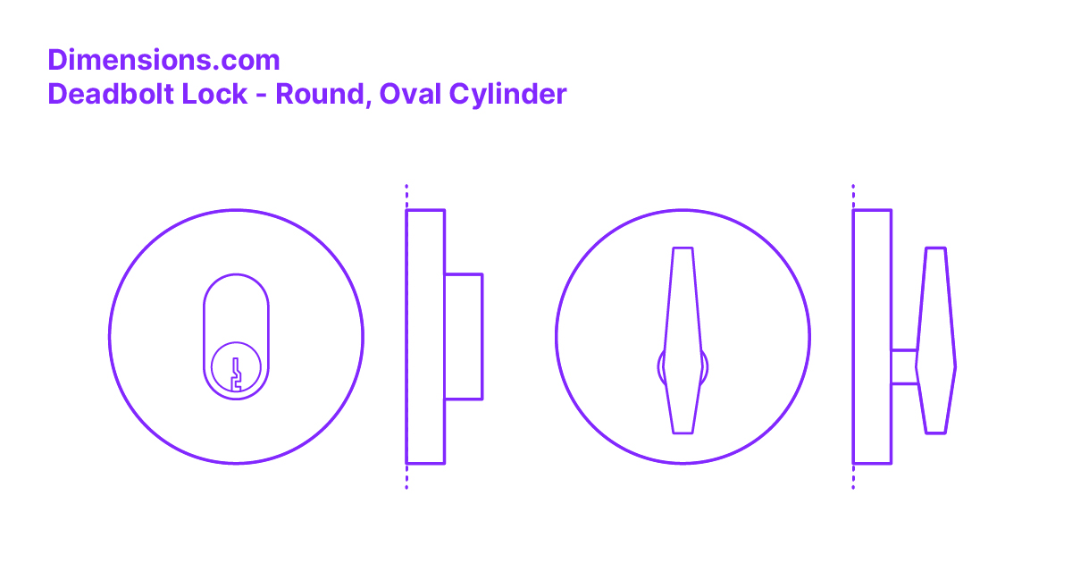 Deadbolt Lock - Round, Oval Cylinder Dimensions & Drawings | Dimensions.com