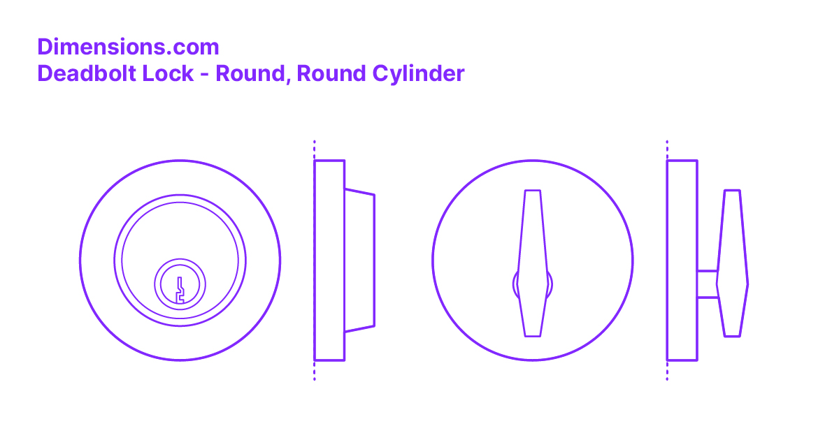 Deadbolt Lock - Round, Round Cylinder Dimensions & Drawings ...