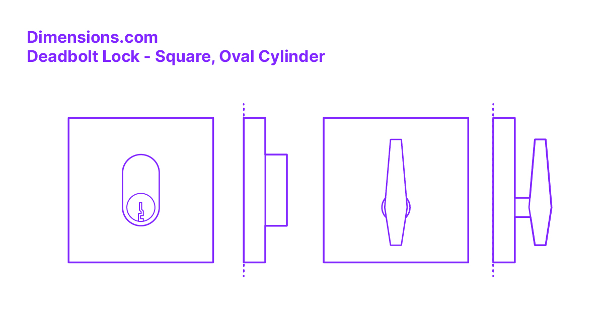 Deadbolt Lock - Square, Oval Cylinder Dimensions & Drawings ...