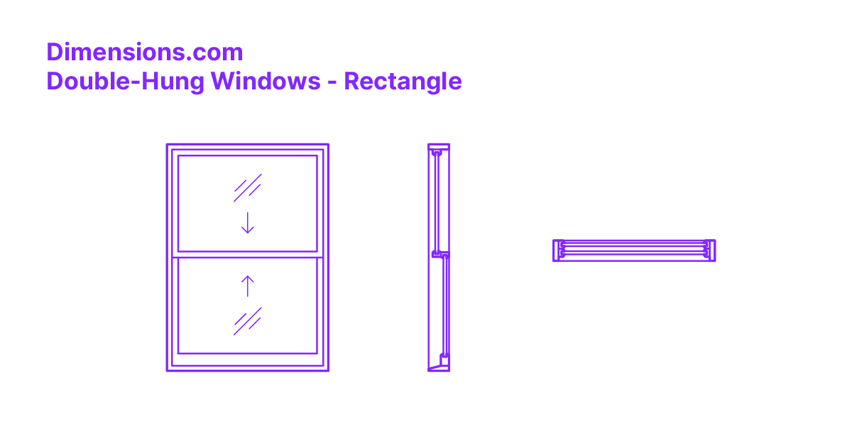 Double-Hung Windows - Rectangle Dimensions & Drawings | Dimensions.com