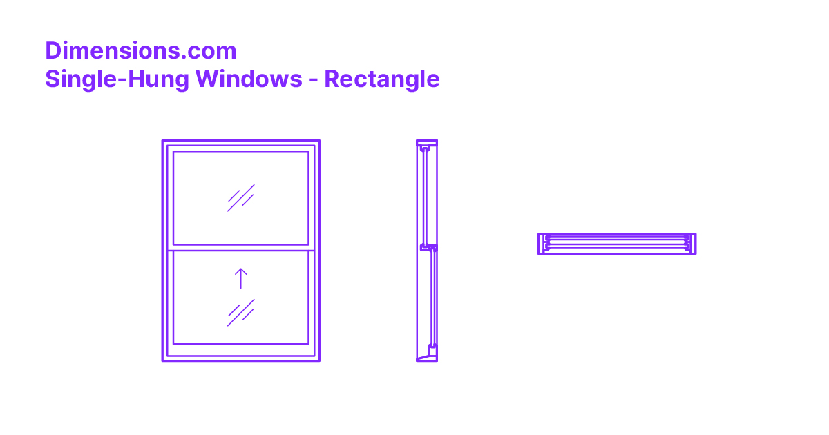 Single-Hung Windows - Rectangle Dimensions & Drawings | Dimensions.com