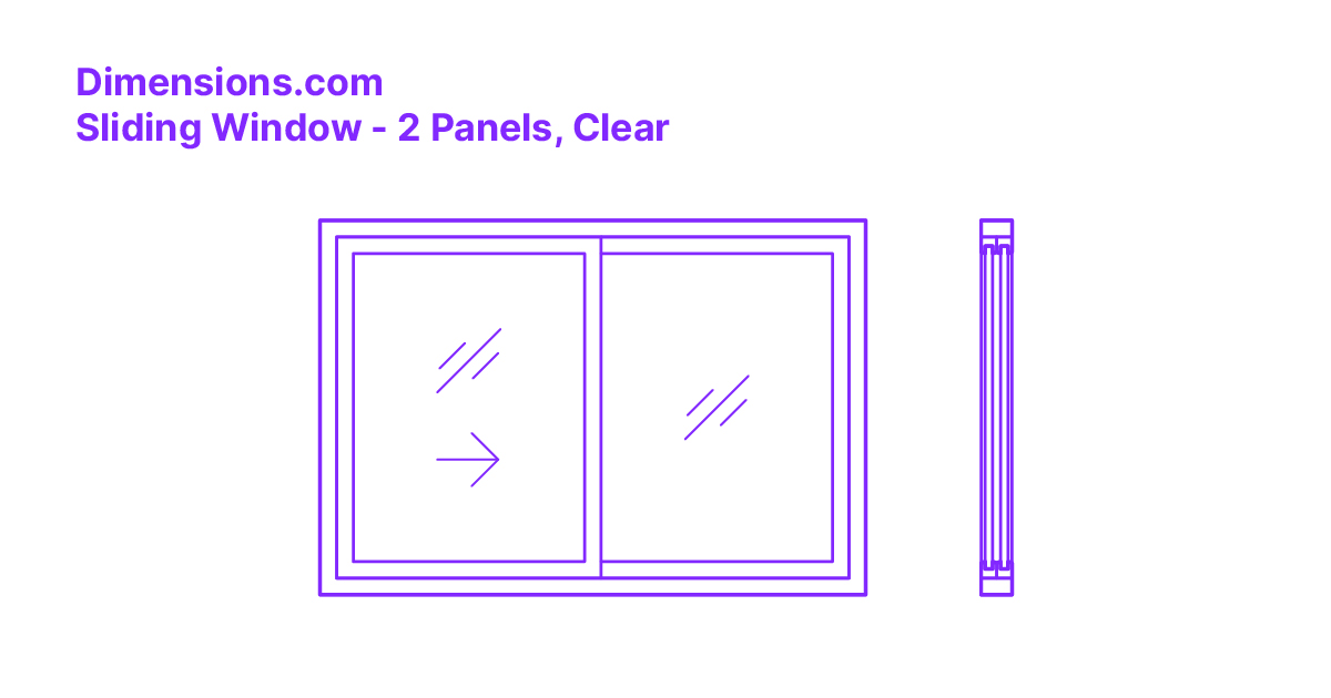 Sliding Window - 2 Panels, Clear Dimensions & Drawings | Dimensions.com