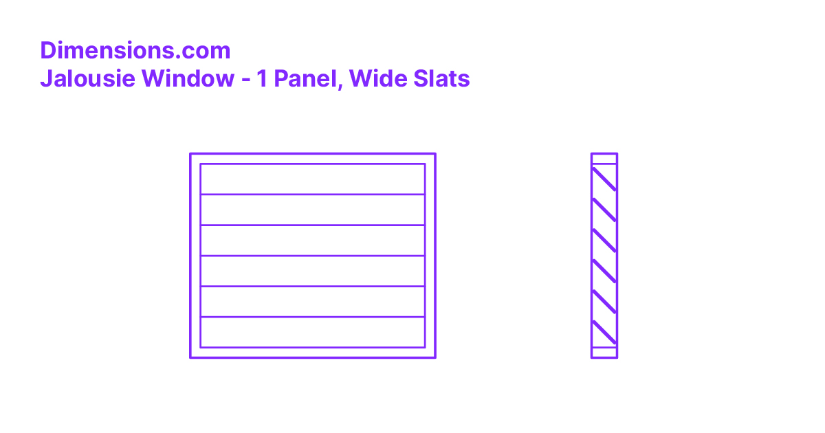 Jalousie Window - 1 Panel, Wide Slats Dimensions & Drawings ...