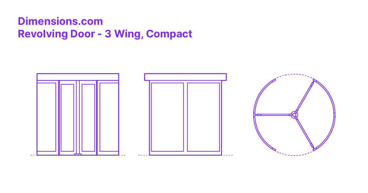 Revolving Door - 3 Wing, Compact Dimensions & Drawings | Dimensions.com
