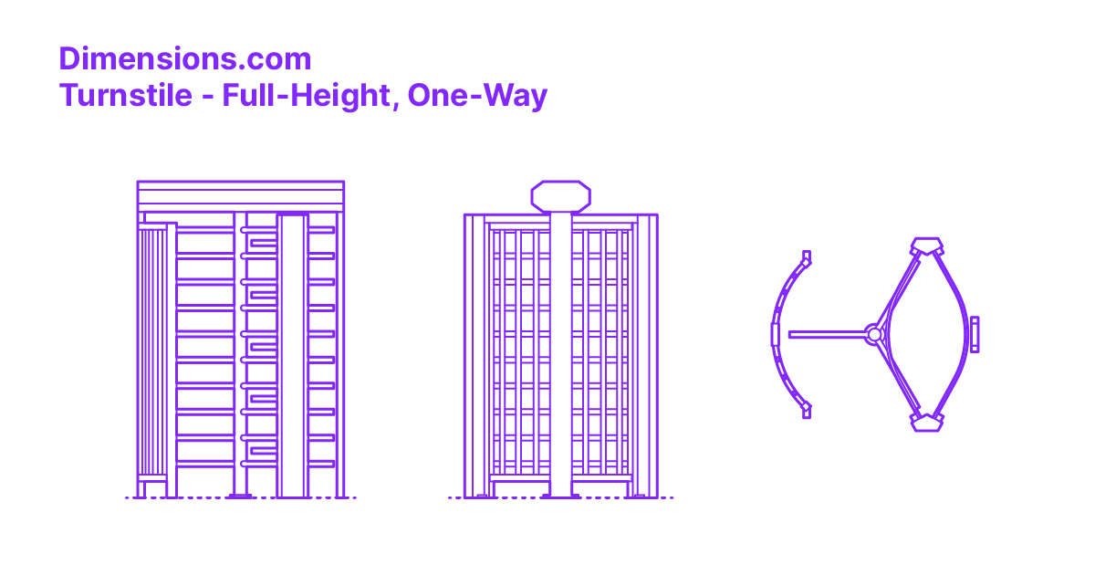 Turnstile - Full-Height, One-Way Dimensions & Drawings | Dimensions.com