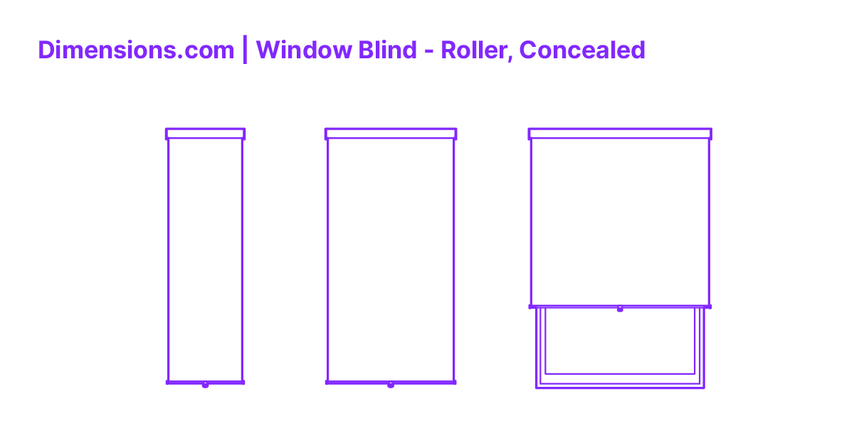 Window Blind - Roller, Concealed Rail Dimensions & Drawings ...