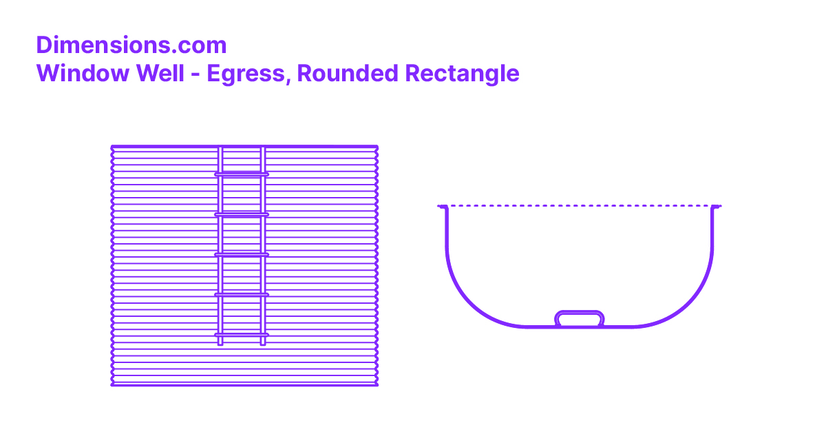 Window Well - Egress, Rounded Rectangle Dimensions & Drawings ...