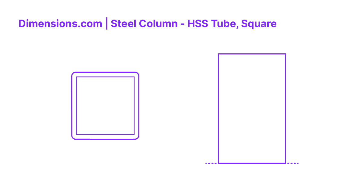 Steel Column - HSS Tube, Square Dimensions & Drawings | Dimensions.com