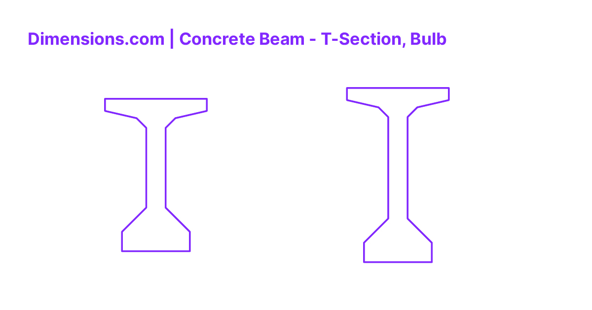 Concrete Beam - T-Section, Bulb Dimensions & Drawings | Dimensions.com