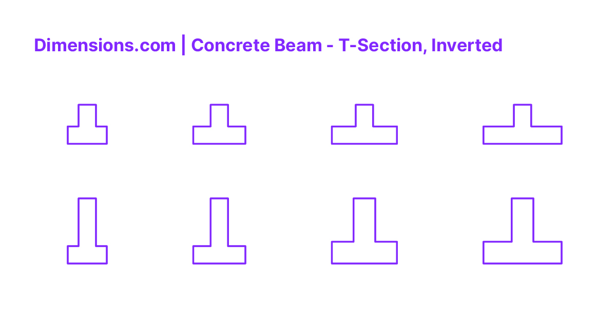 Concrete Beam - T-Section, Inverted Dimensions & Drawings | Dimensions.com