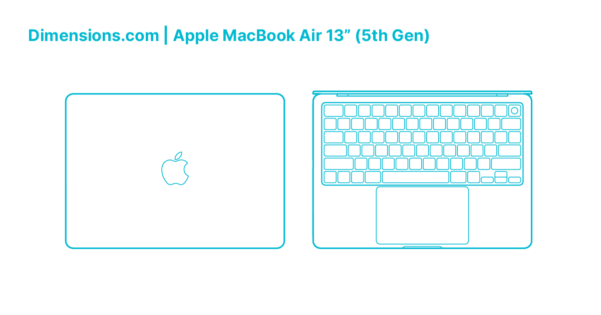 Apple MacBook Air - 13” (5th Gen) Dimensions & Drawings | Dimensions.com
