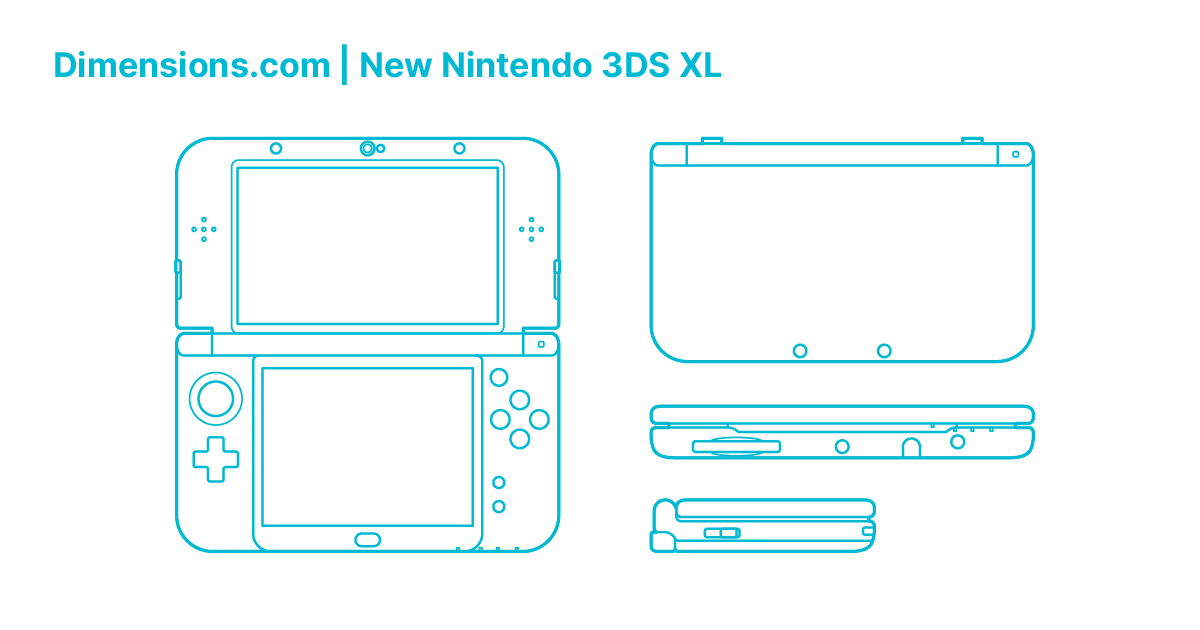 New Nintendo 3DS XL Dimensions & Drawings | Dimensions.com
