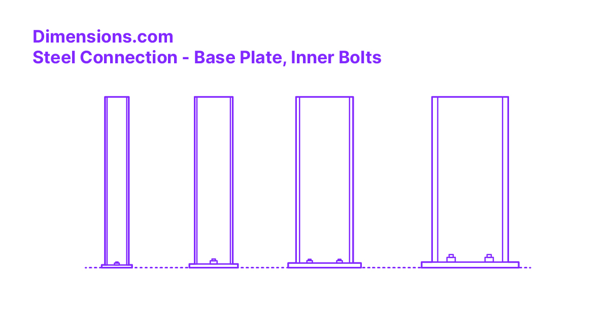 Steel Connection - Base Plate, Inner Bolts Dimensions & Drawings ...
