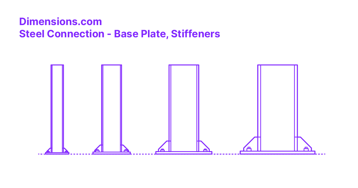 Steel Connection - Base Plate, Stiffeners Dimensions & Drawings ...