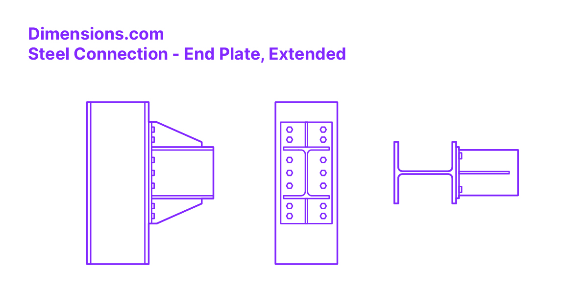 Steel Connection - End Plate, Extended Dimensions & Drawings ...