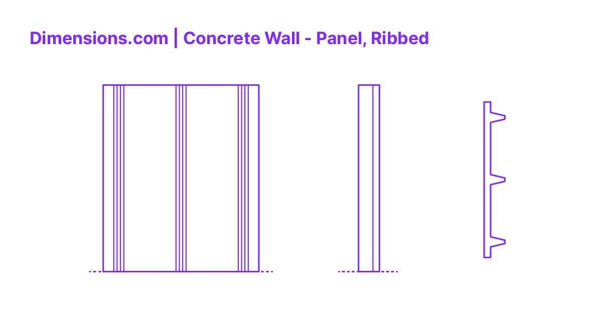 Concrete Wall - Panel, Ribbed Dimensions & Drawings | Dimensions.com