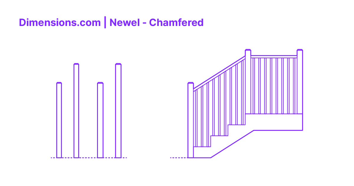 Newel - Chamfered Dimensions & Drawings | Dimensions.com