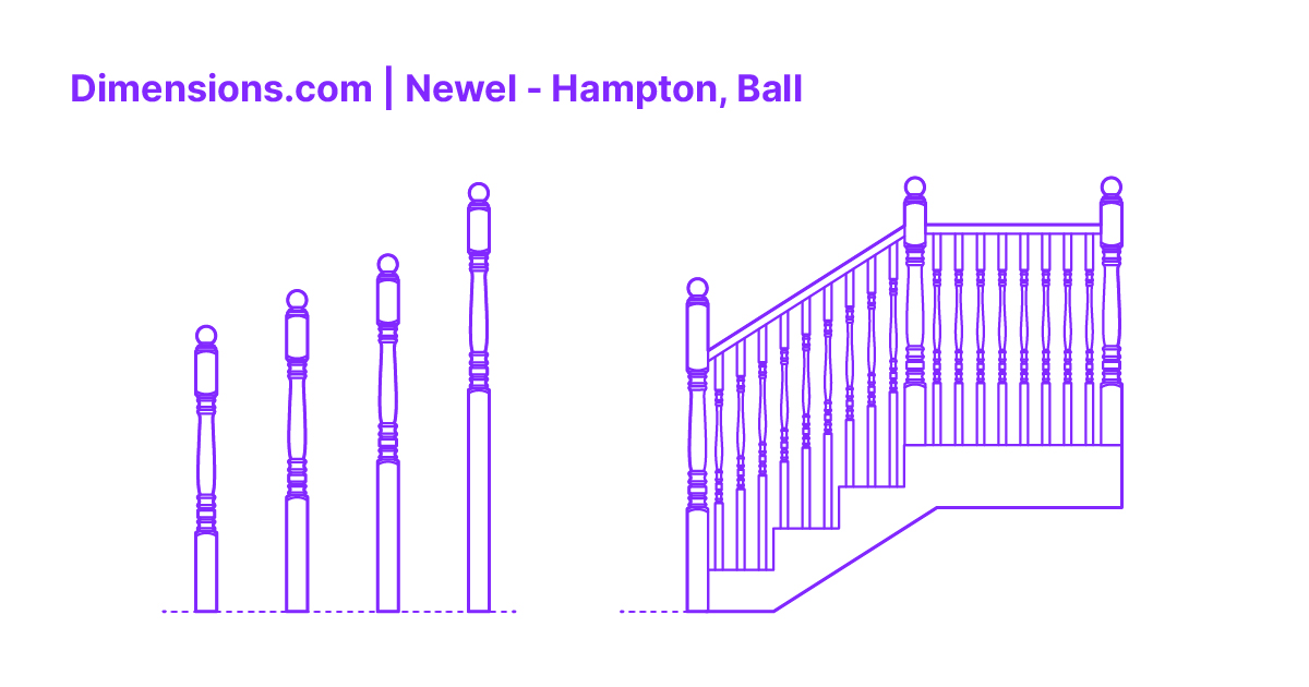 Newel - Hampton, Ball Dimensions & Drawings | Dimensions.com