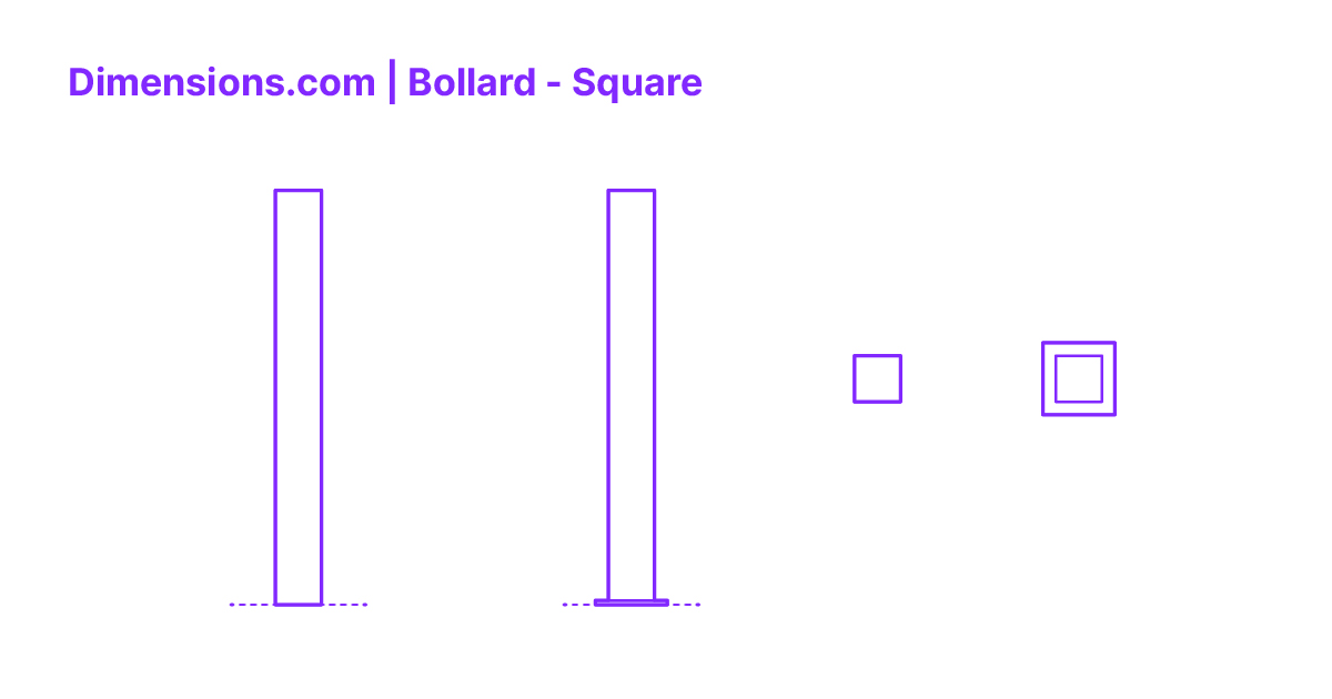 Bollard - Square Dimensions & Drawings | Dimensions.com