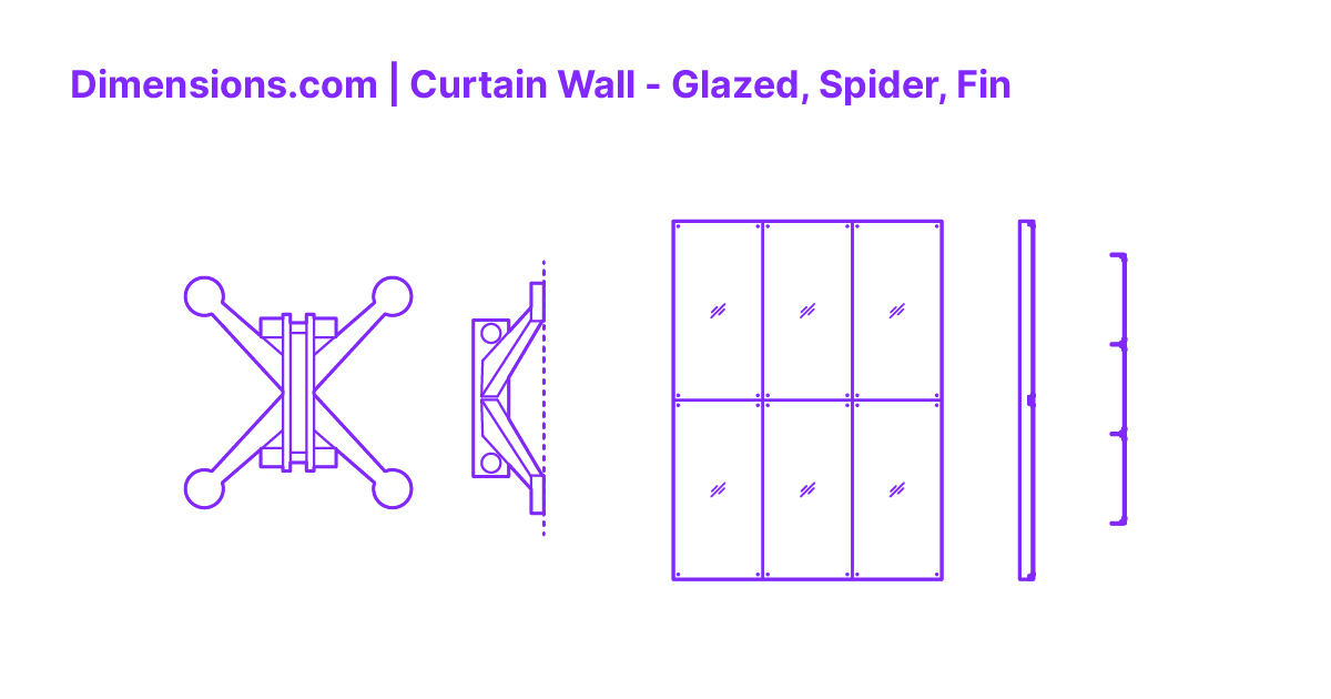 Curtain Wall - Glazed, Spider, Fin Dimensions & Drawings | Dimensions.com