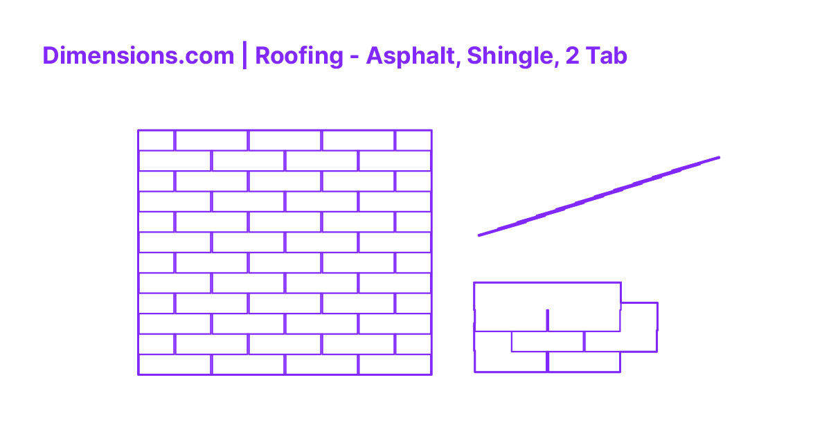 Roofing - Asphalt, Shingle, 2 Tab Dimensions & Drawings | Dimensions.com