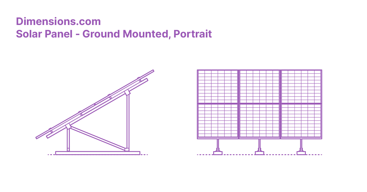 Solar Panel - Ground Mounted, Portrait Dimensions & Drawings ...