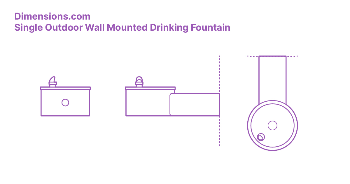 Willoughby Single Outdoor Wall Mounted Drinking Fountain Dimensions ...