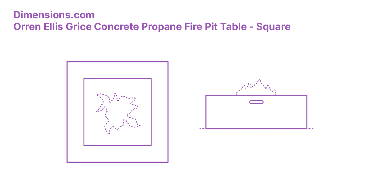 Orren Ellis Grice Concrete Propane Gas Fire Pit Table Square Dimensions Drawings Dimensions