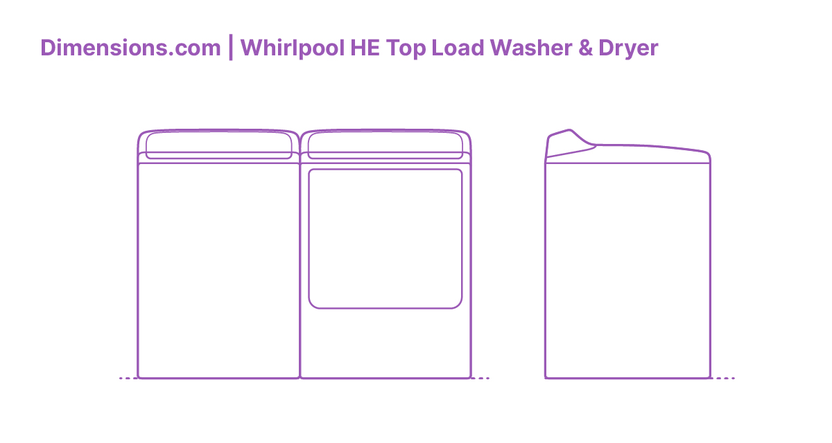 Whirlpool HE Top Load Washer & Dryer Dimensions & Drawings | Dimensions.com