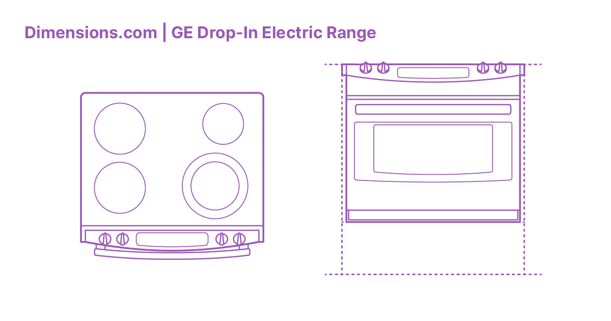 GE Drop-In Electric Range Dimensions & Drawings | Dimensions.com